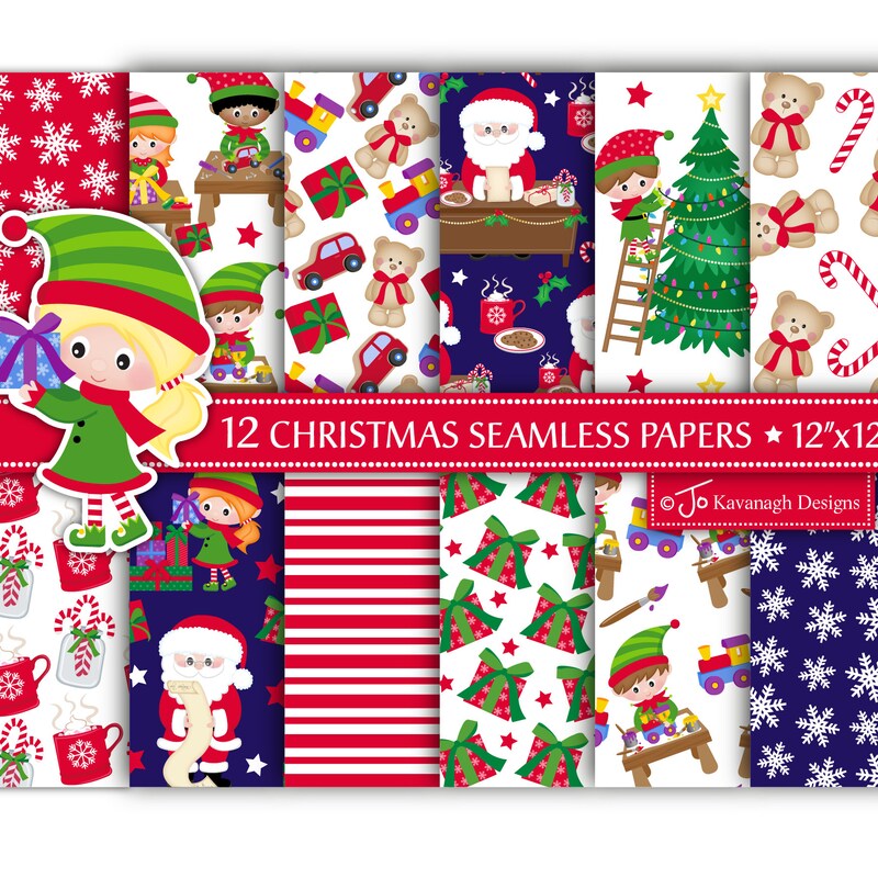 Christmas Digital Paper - Etsy