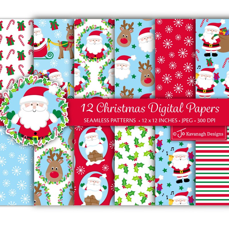 Christmas Digital Paper - Etsy