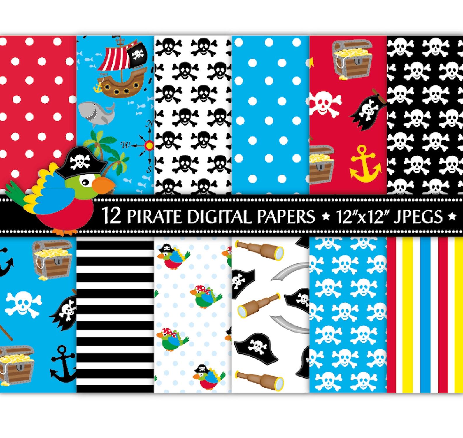 Pirate Digital Paperpirate Ship Paperpirate Paperpirate | Etsy