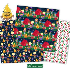 Camping Digital Papers, Camping Papers, Camping Patterns, Summer Camp ...