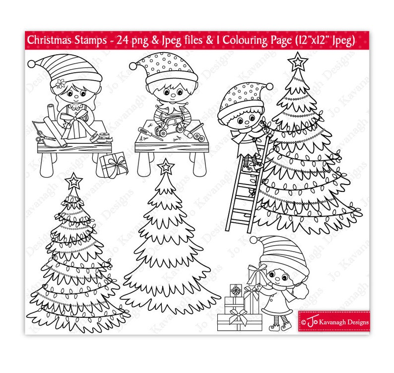 Christmas Digital Stamps Christmas Christmas Stamps | Etsy