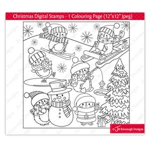 Christmas Digital Stamps, Penguin Digital Stamps, Christmas Clipart ...