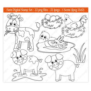 Farm Digital Stamps,farm Animal Digital Stamps,digital Stamps,barnyard ...