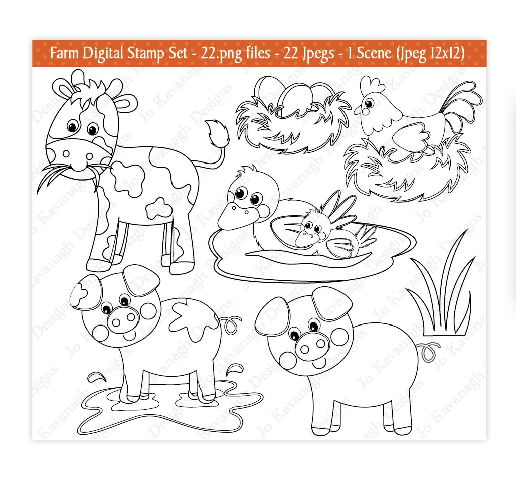 Farm Digital Stampsfarm Animal Digital Stampsdigital - Etsy UK