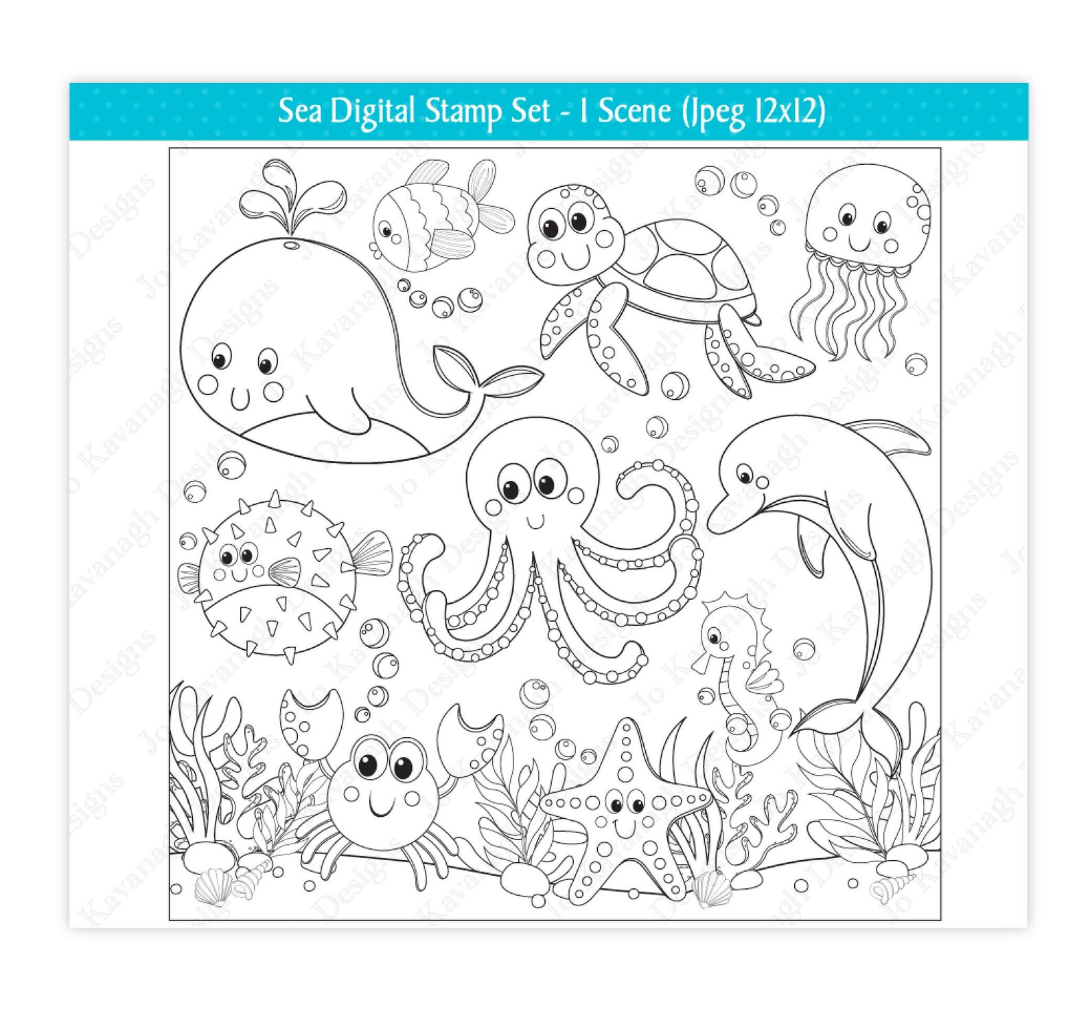 Sea Animals Digital Stamps,under the Sea Stamps,digital Stamps,ocean ...