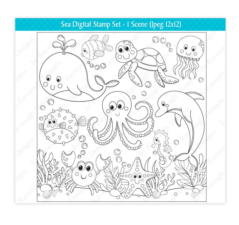Sea Animals Digital Stampsunder the Sea Stampsdigital | Etsy