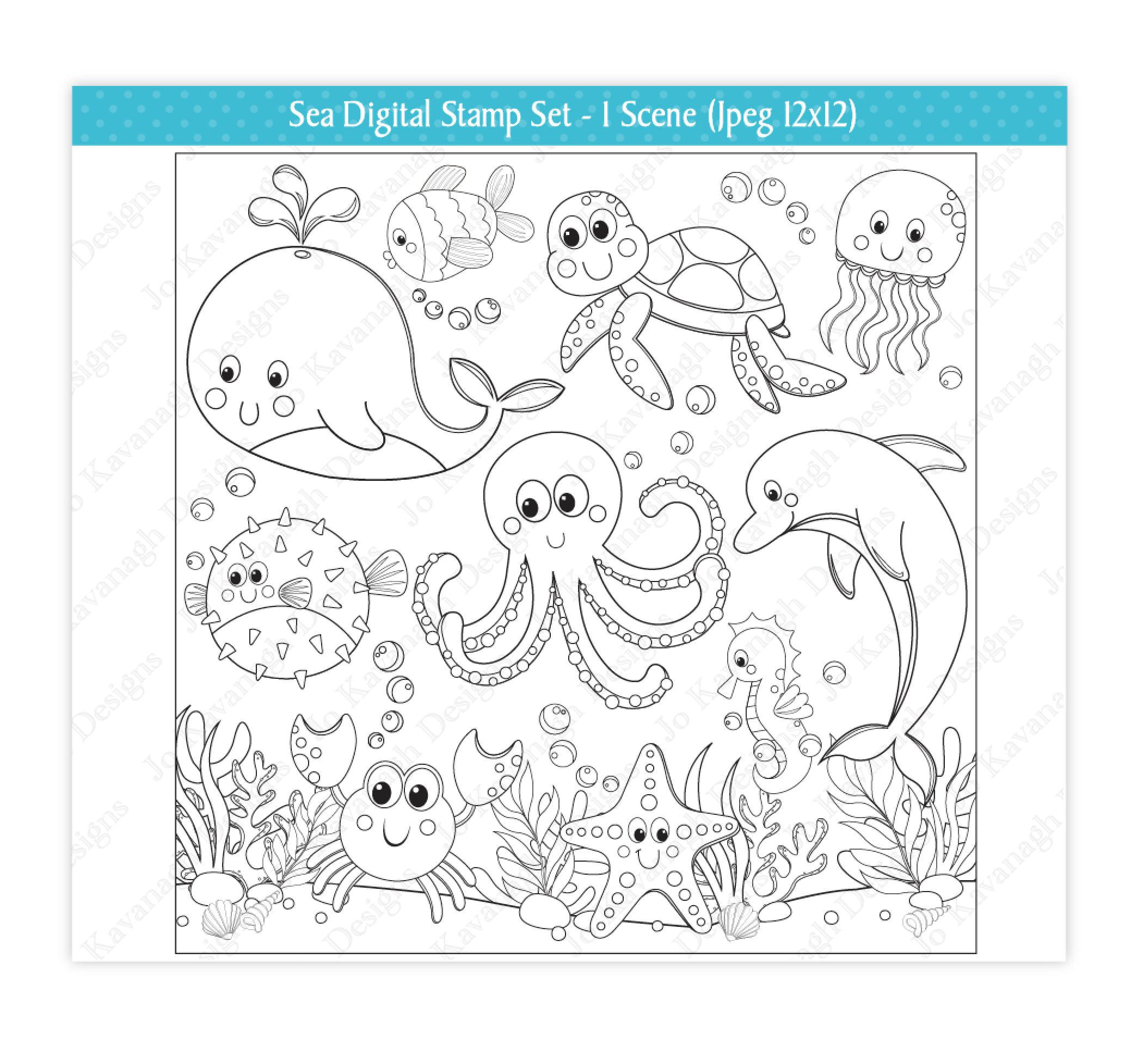 Sea Animals Digital Stamps,under the Sea Stamps,digital Stamps,ocean ...