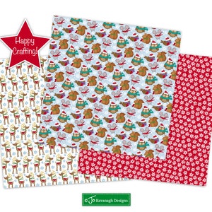 Christmas Digital Papers,christmas Scrapbook Papers,reindeer Papers ...