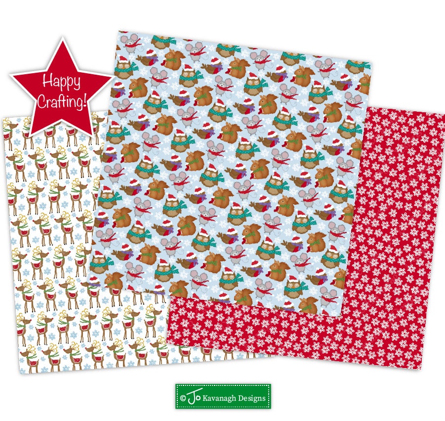 Christmas Digital PapersChristmas Scrapbook PapersReindeer | Etsy