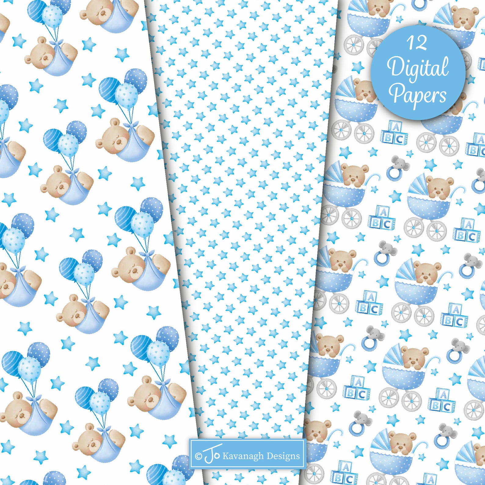 Baby Digital Paper, Baby Boy Digital Paper, Baby Scrapbook Papers, New ...