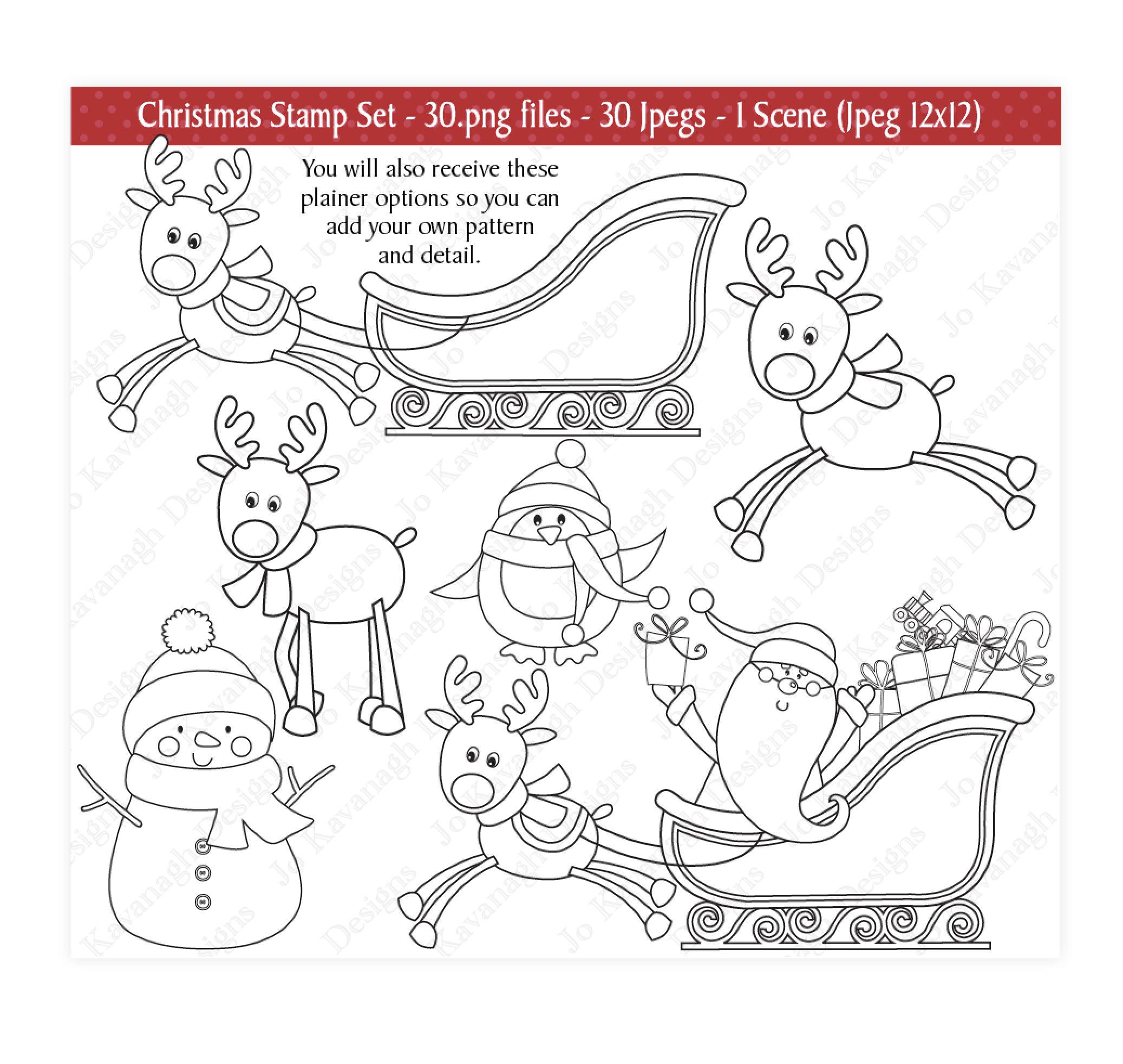 Christmas Digital Stamps,digital Stamps,santa Digital Stamps,rudolph ...