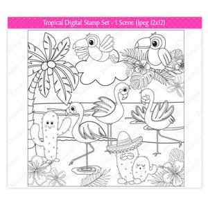Flamingo Digital Stamps,cactus Digital Stamps,toucan Stamps,digital ...