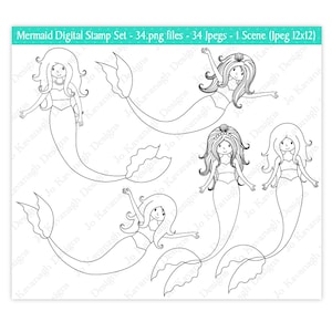 Mermaid Digital Stamps,mermaid Stamps,under the Sea Digital Stamps ...