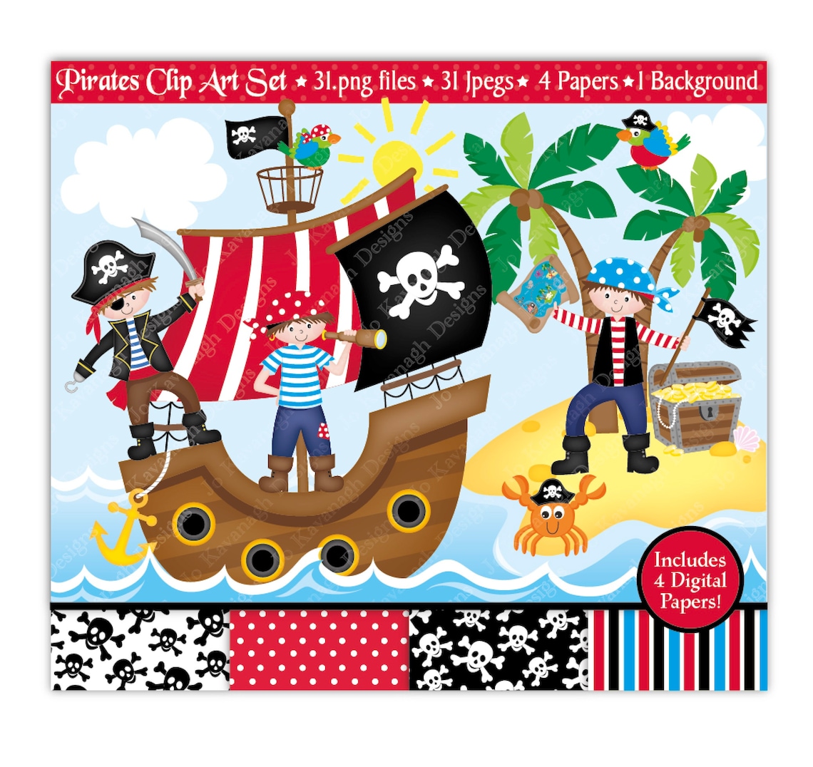 Pirate Clip Art & Digital Papers,pirate Clipart,pirates Clipart,pirate ...