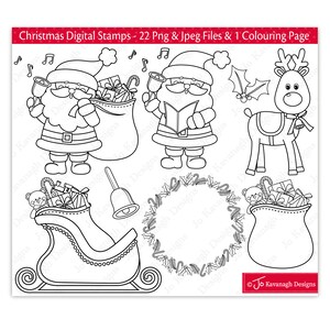 Christmas Digital Stamps, Santa Digital Stamp, Christmas Clipart, Santa ...