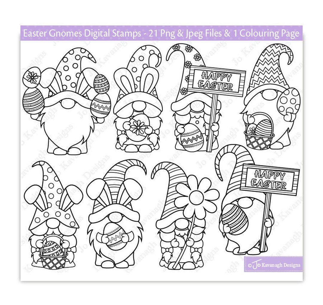 Easter Digital Stamps, Gnome Digital Stamps, Easter Clipart, Gnome ...