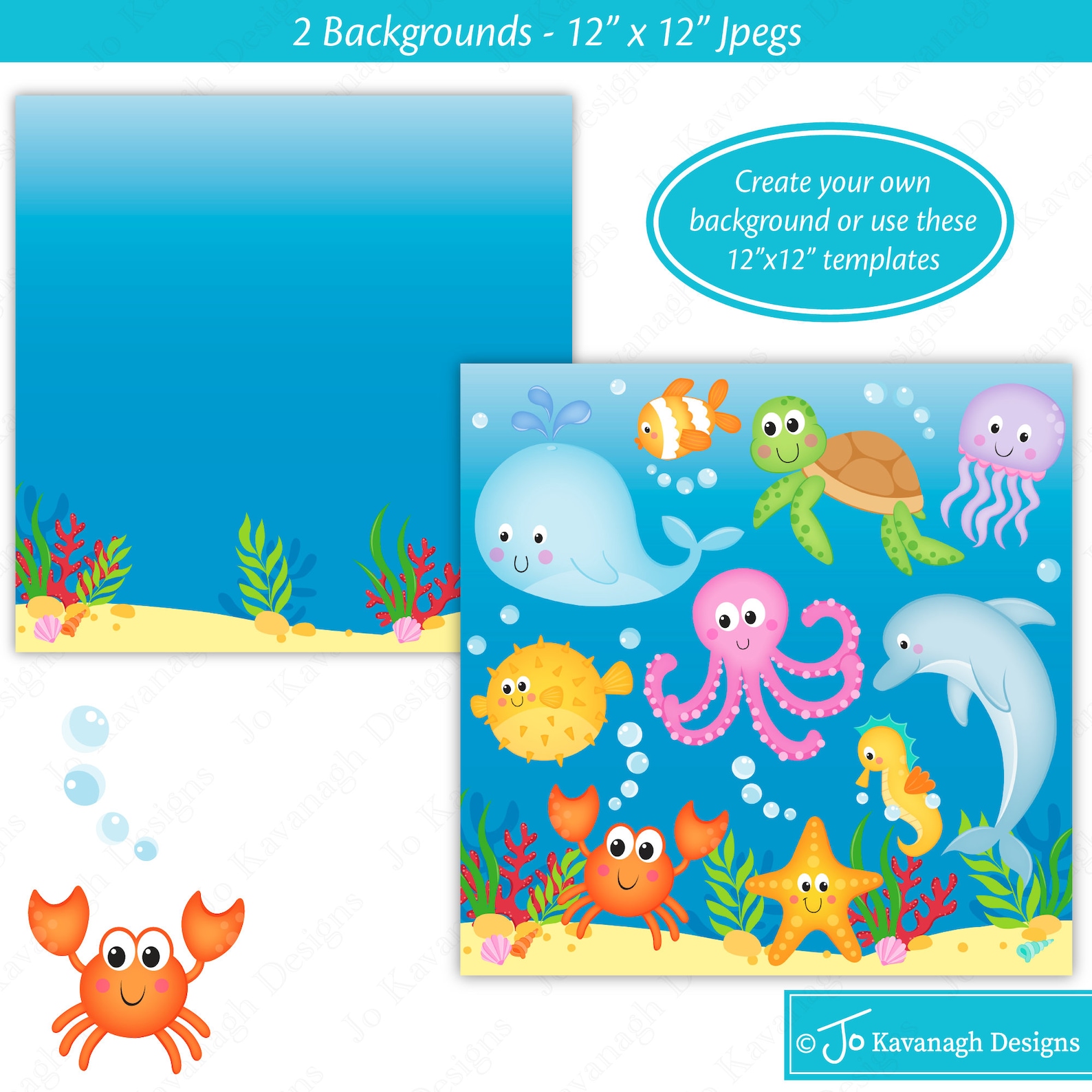 Sea Animals Clip Art,under the Sea Clipart,under the Sea Digital Papers ...