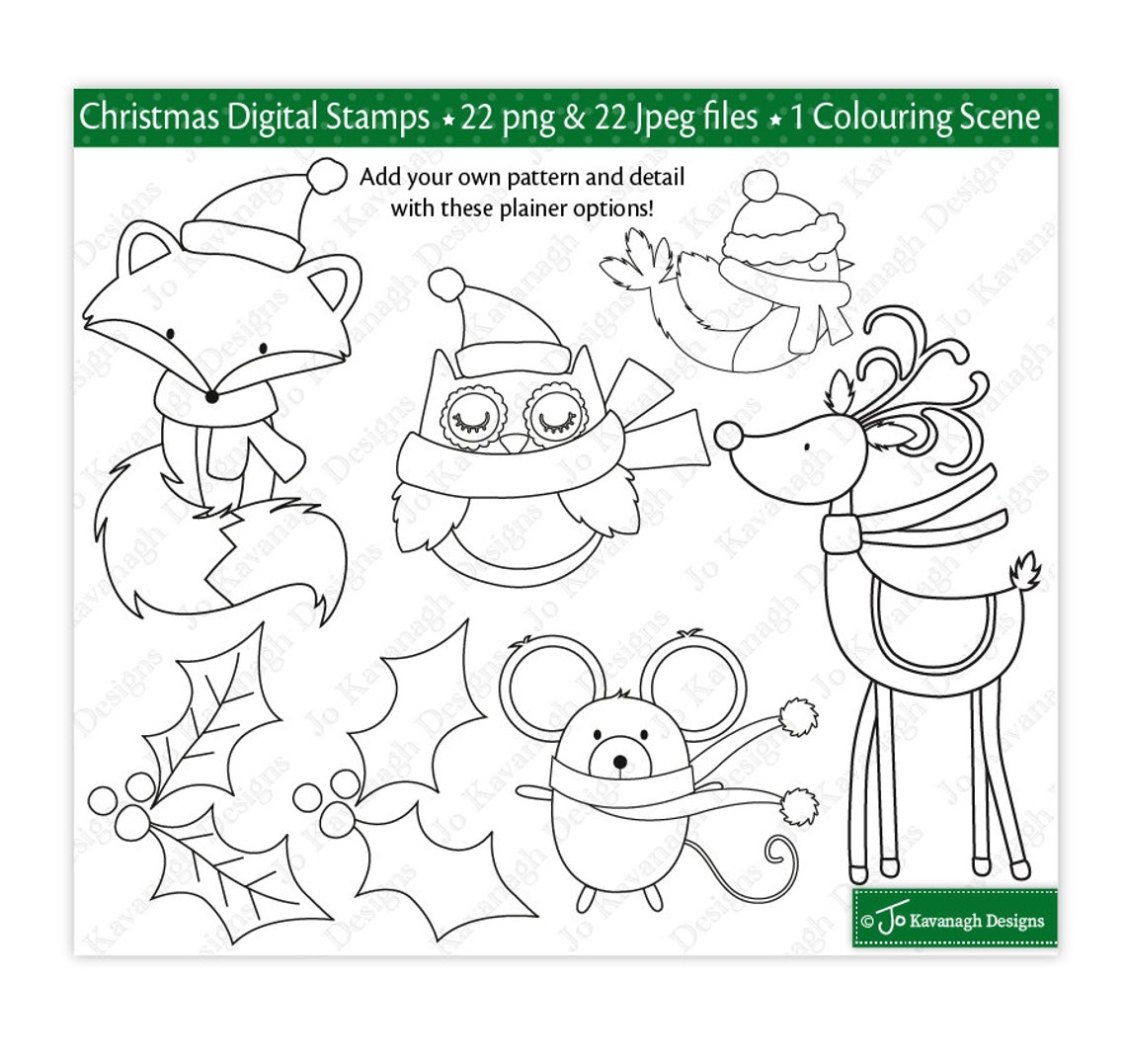 Christmas Digital Stampsdigital Stampsreindeer Digital - Etsy