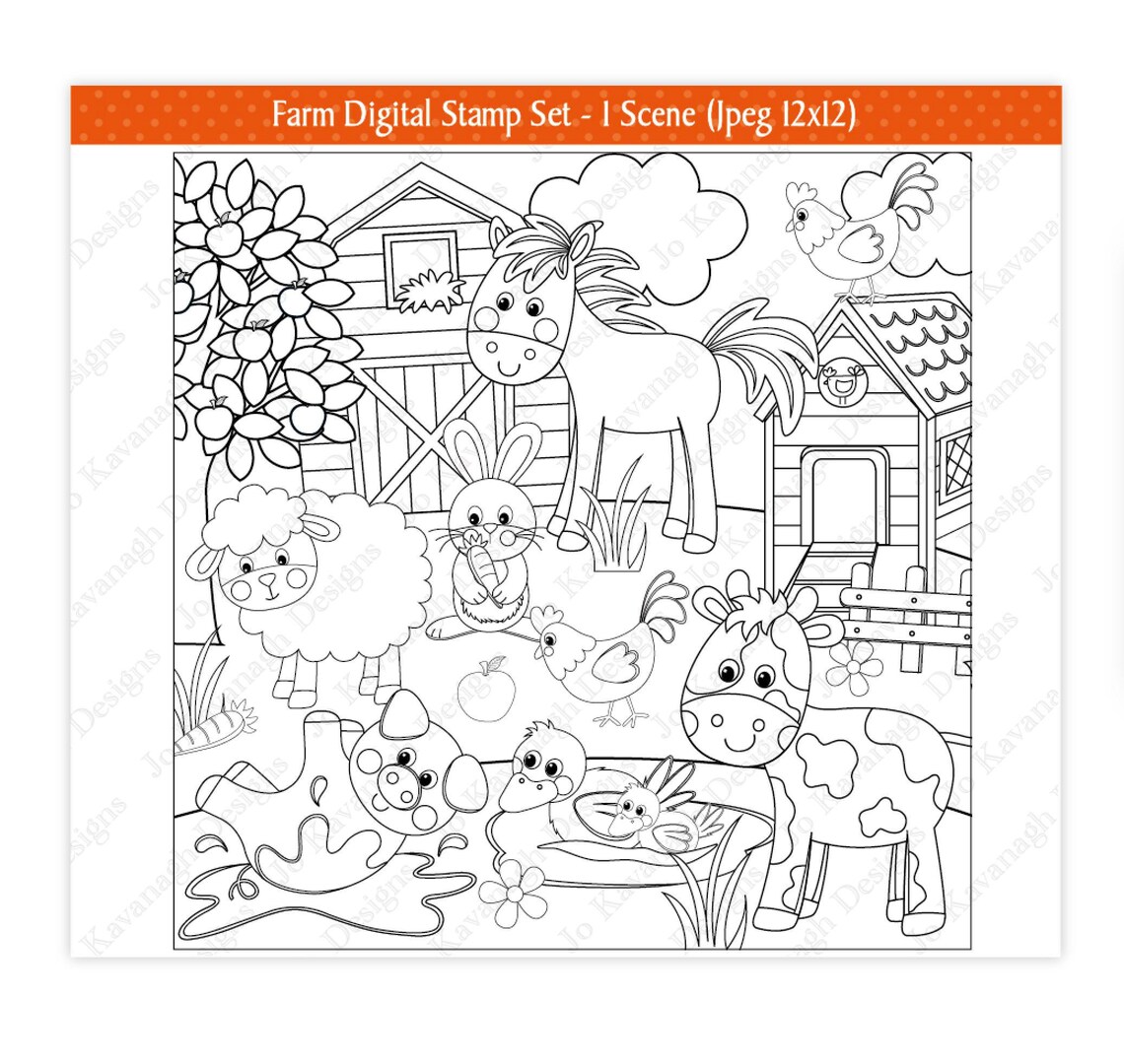 Farm Digital Stampsfarm Animal Digital Stampsdigital - Etsy UK