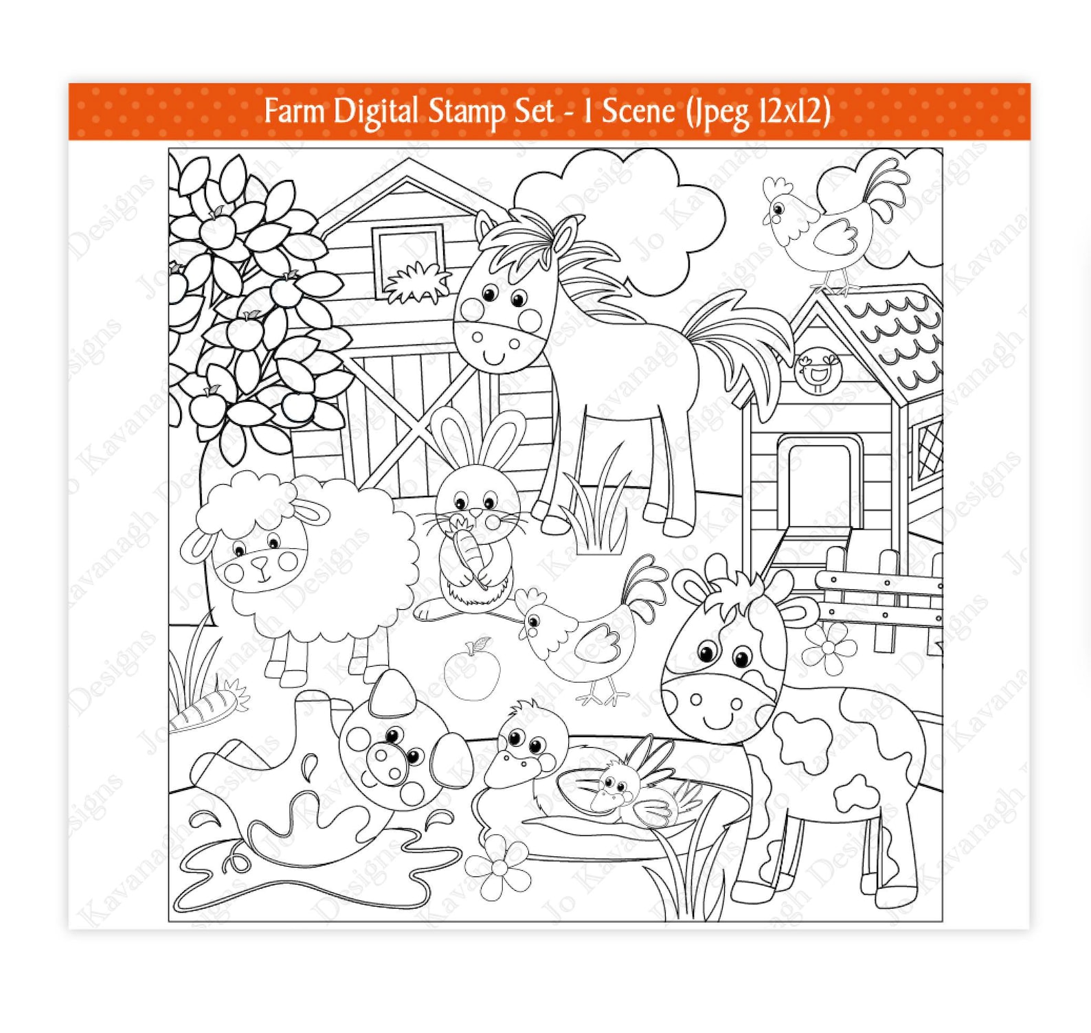 Farm Digital Stamps,farm Animal Digital Stamps,digital Stamps,barnyard ...