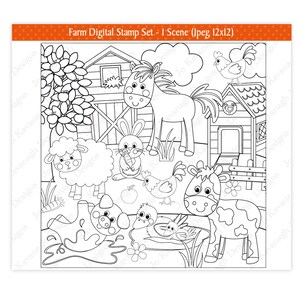 Farm Digital Stamps,farm Animal Digital Stamps,digital Stamps,barnyard ...