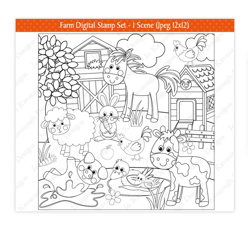 Farm Digital Stamps,farm Animal Digital Stamps,digital Stamps,barnyard ...