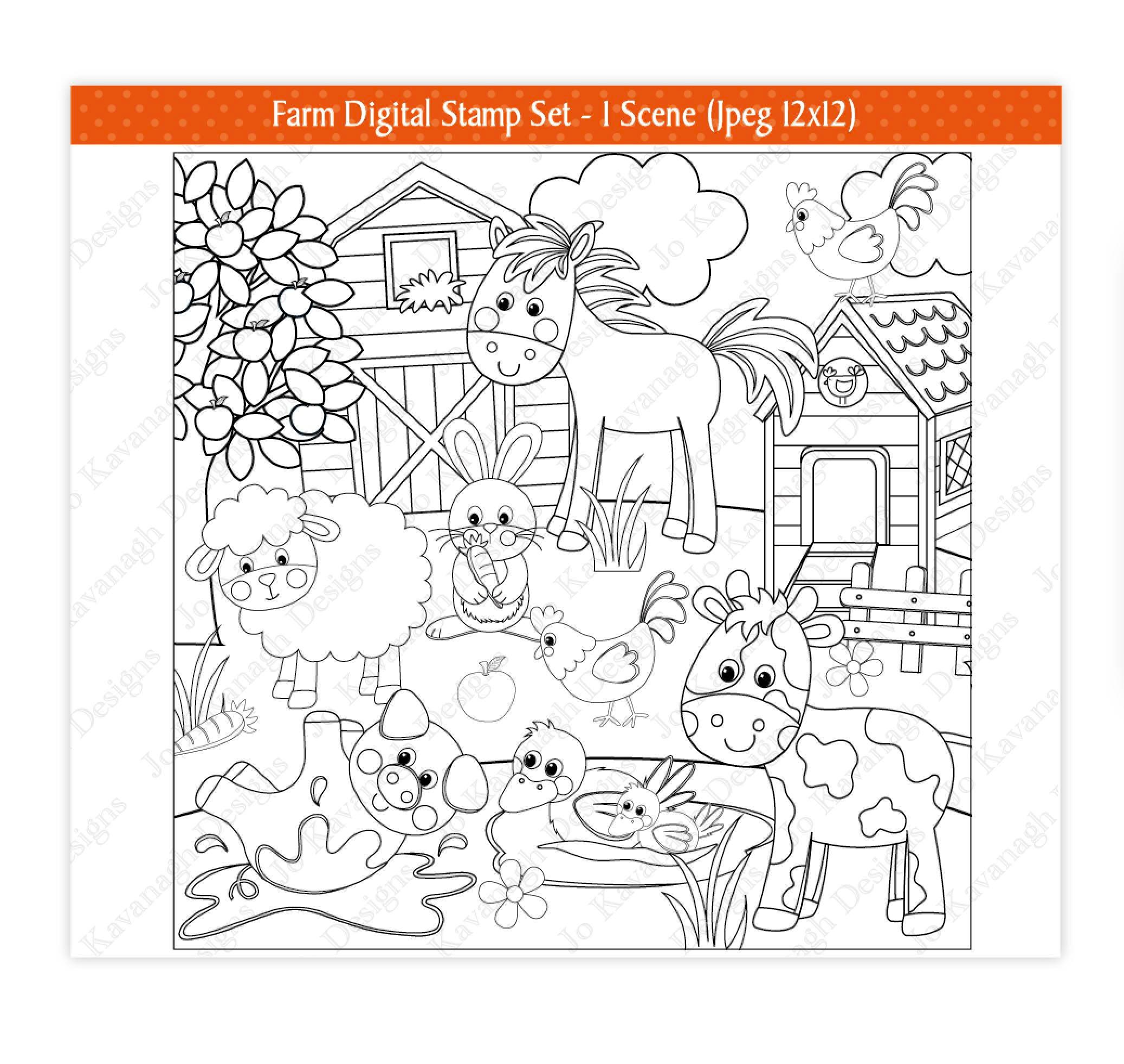 Farm Digital Stamps,farm Animal Digital Stamps,digital Stamps,barnyard ...