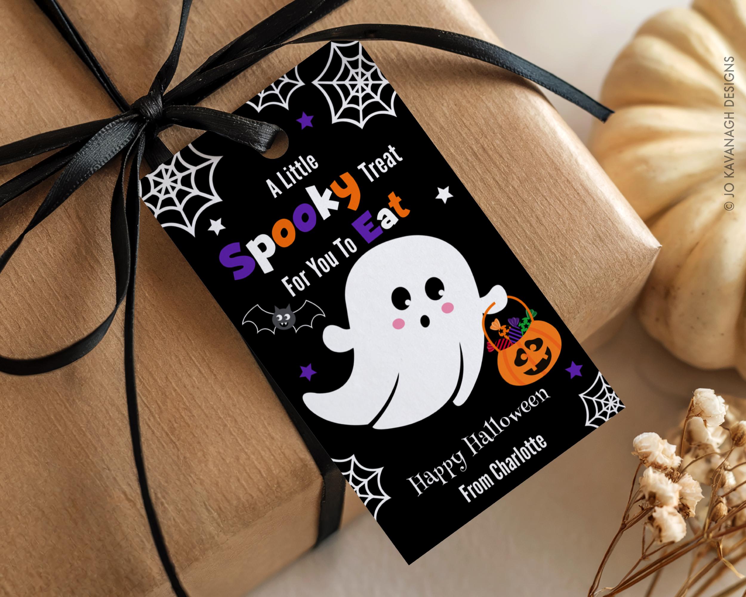 Editable Happy Halloween Gift Tags, Ghost Trick or Treat Favour Tag ...