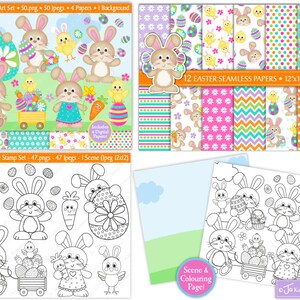 Easter Clipart Bundle, Easter Digital Stamps, Easter Digital Paper ...