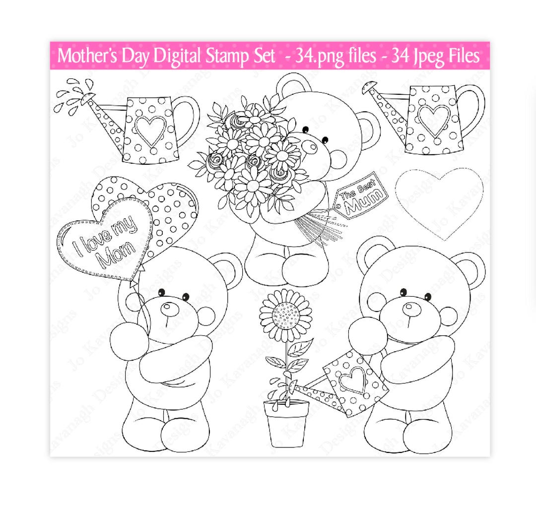 Mother's Day Digital Stamps,mothers Day Stamp,mum Stamps,bear Stamps ...