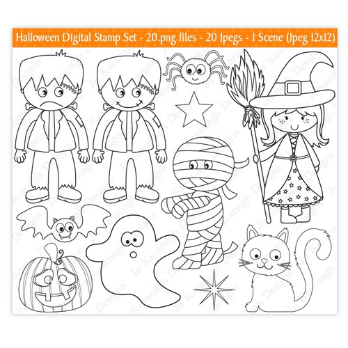 Cute Halloween Digital Stamps Clipart Commercial Use Kids - Etsy
