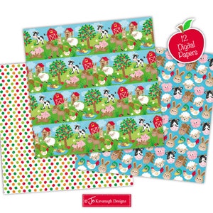 Farm Animals Digital Paper,farm Paper,farm Digital Paper,farm Clipart ...