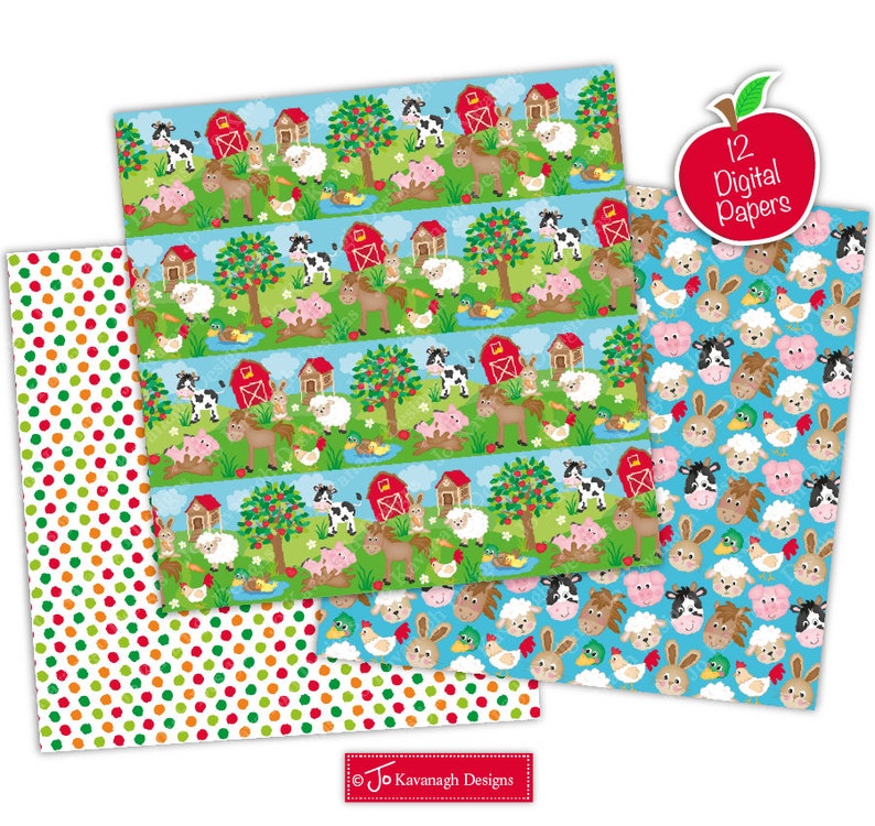 Farm Animals Digital Paper,farm Paper,farm Digital Paper,farm Clipart ...
