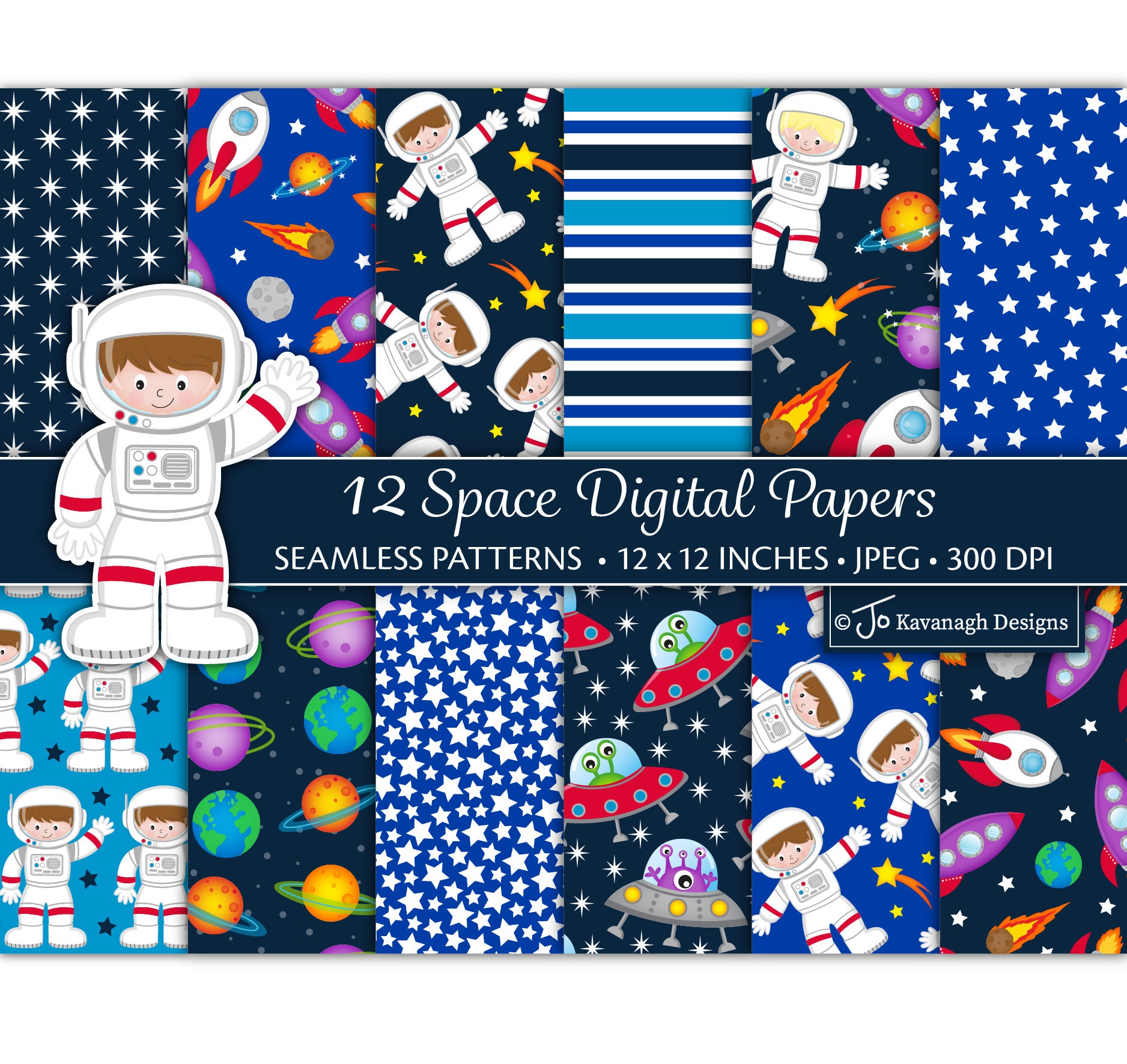 Space Digital Papersspace Paper Packastronaut Digital - Etsy