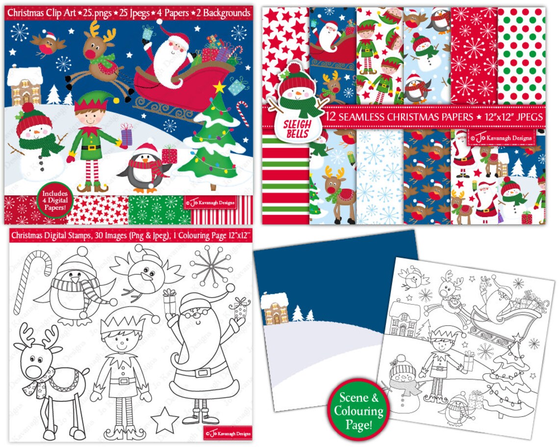 Christmas Clipart Bundle Christmas Digital Stamps Christmas - Etsy
