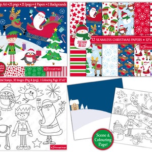 Christmas Clipart Bundle, Christmas Digital Stamps, Christmas Digital ...