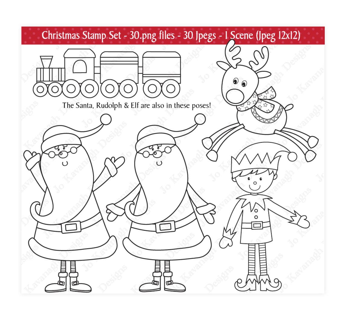 Christmas Digital Stamps,digital Stamps,santa Digital Stamps,rudolph ...