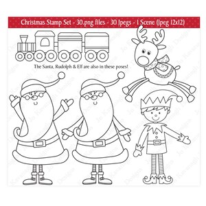 Christmas Digital Stamps,digital Stamps,santa Digital Stamps,rudolph ...