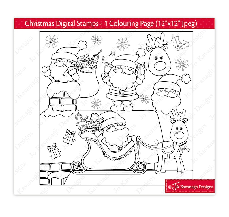Christmas Digital Stamps, Santa Digital Stamp, Christmas Clipart, Santa ...