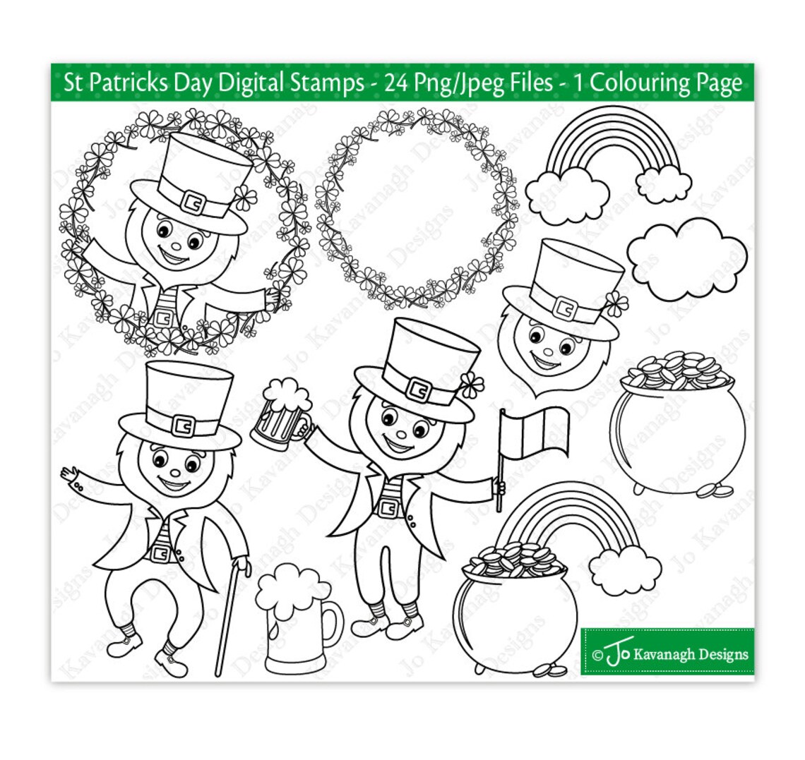 St Patricks Day Digital Stamps, Digital Stamps, St Patricks Day Clipart ...