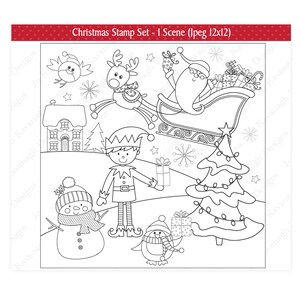 Christmas Digital Stamps,digital Stamps,santa Digital Stamps,rudolph ...