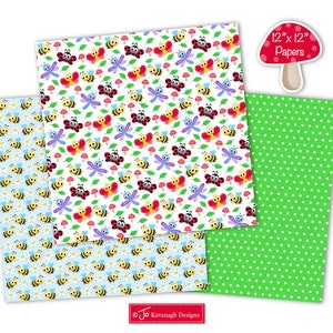 Cute Bugs Digital Papers, Bug Papers, Cute Bug, Bug Patterns, Insect ...