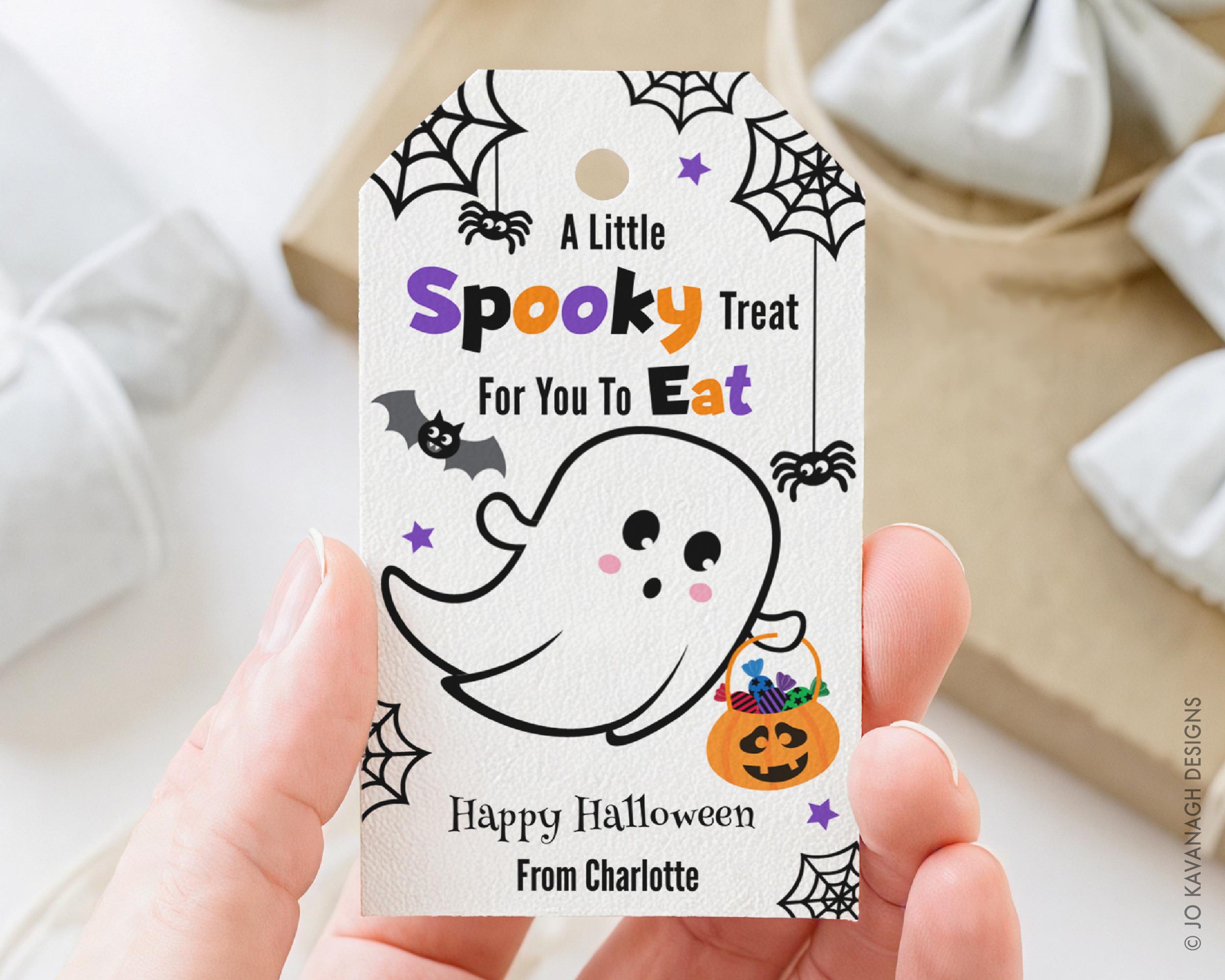 Editable Happy Halloween Gift Tags, Ghost Trick or Treat Favour Bag Tag ...