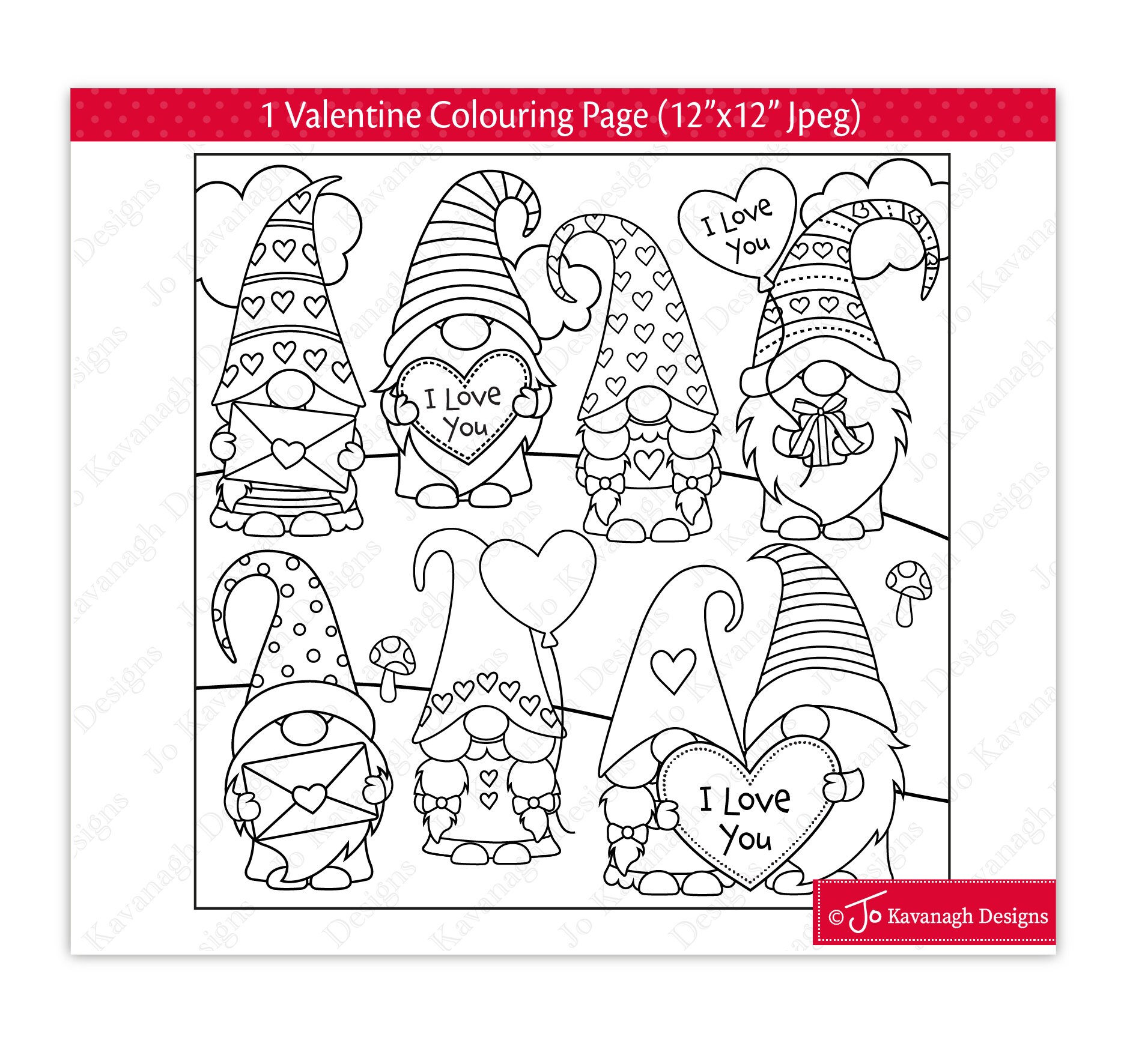 Valentine Digital Stamps Gnome Digital Stamps Valentine - Etsy