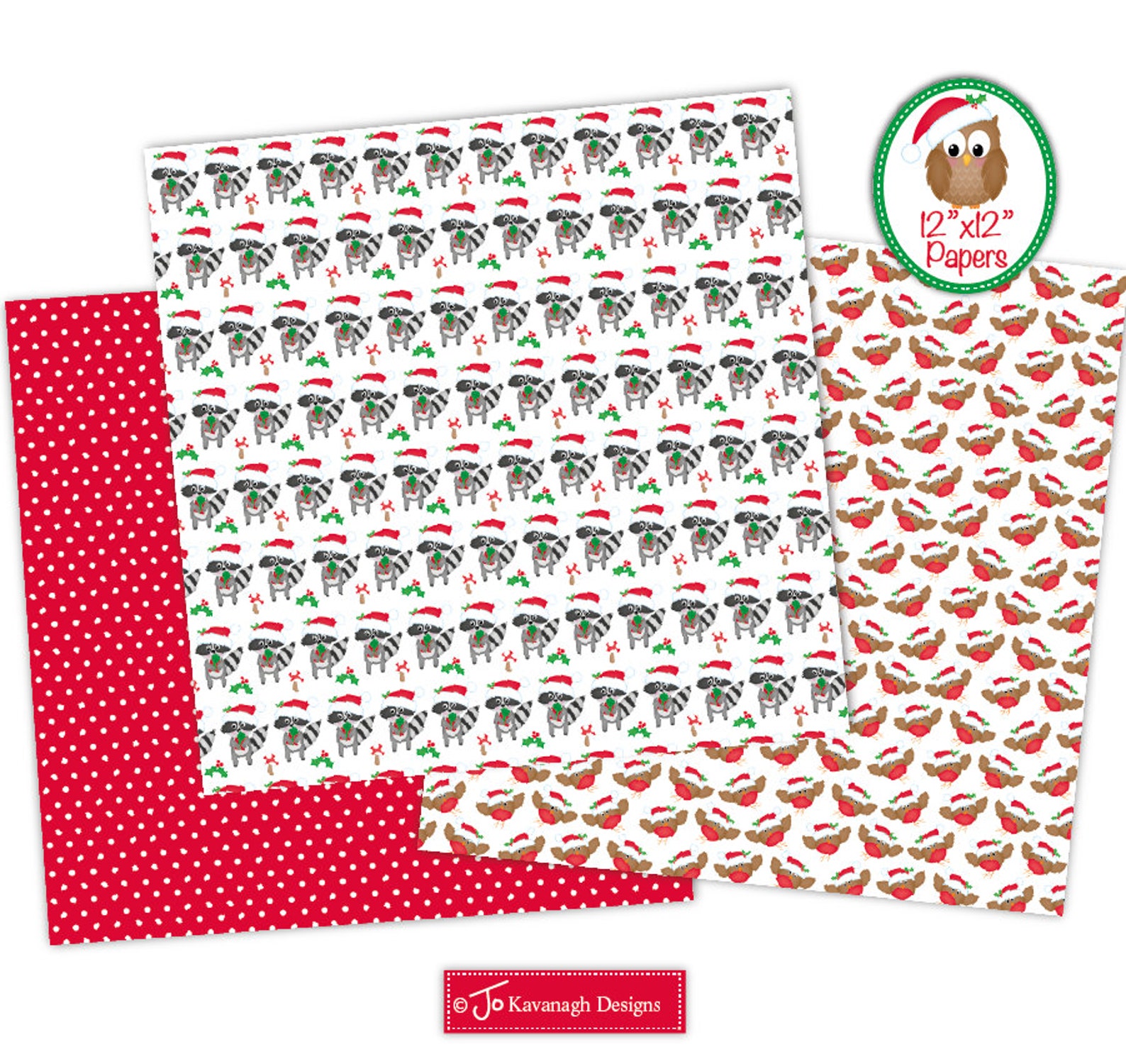Christmas Digital Papers,christmas Scrapbook Papers,reindeer Papers ...