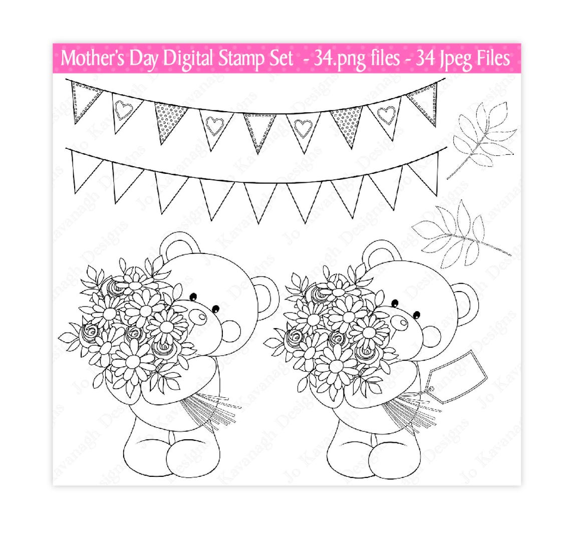 Mother's Day Digital Stamps,mothers Day Stamp,mum Stamps,bear Stamps ...
