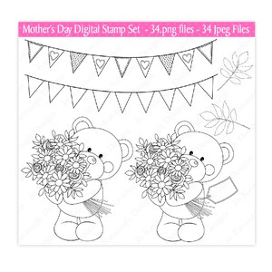 Mother's Day Digital Stamps,mothers Day Stamp,mum Stamps,bear Stamps ...