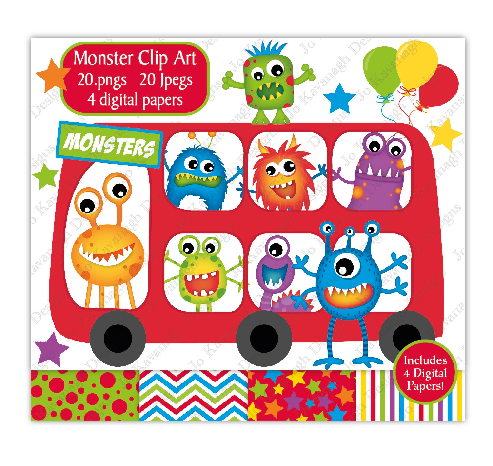 Monster Clip ArtMonster Digital PapersMonster ClipartAlien | Etsy