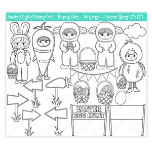 Easter Digital Stamps, Easter Stamps, Easter Clipart, Digital Stamps ...