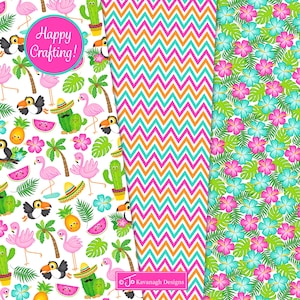 Flamingo Digital Papers,cactus Digital Papers,toucan Papers,tropical ...